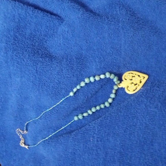 Jewelry | Turquoise 23 Inch Necklace With Cream Collared Heart With ...